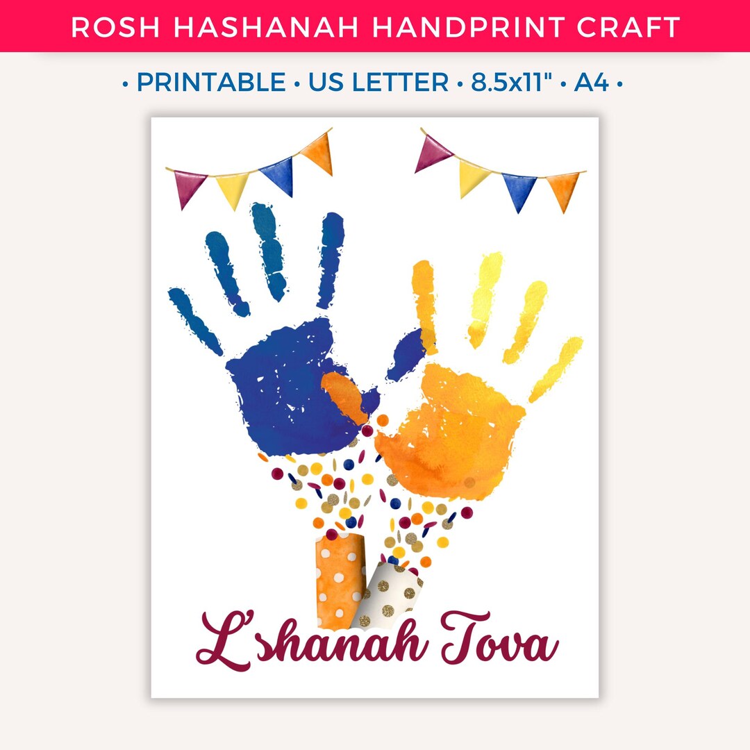 Rosh Hashanah Handprint Printable Craft, Shana Tova Handprint Art ...