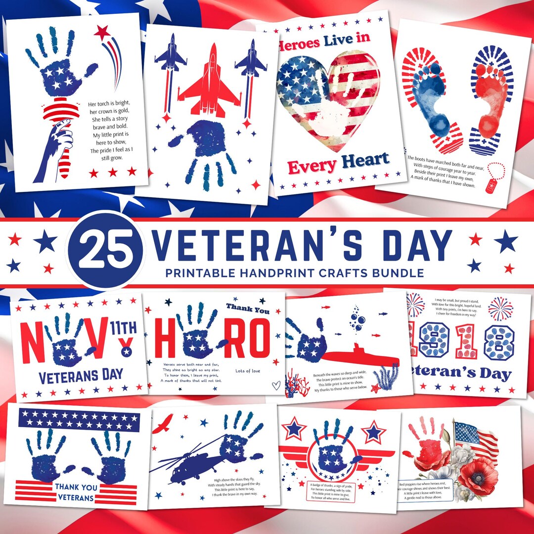 Veterans Day Handprint Art Craft, Remembrance Memorial Day Activity for ...