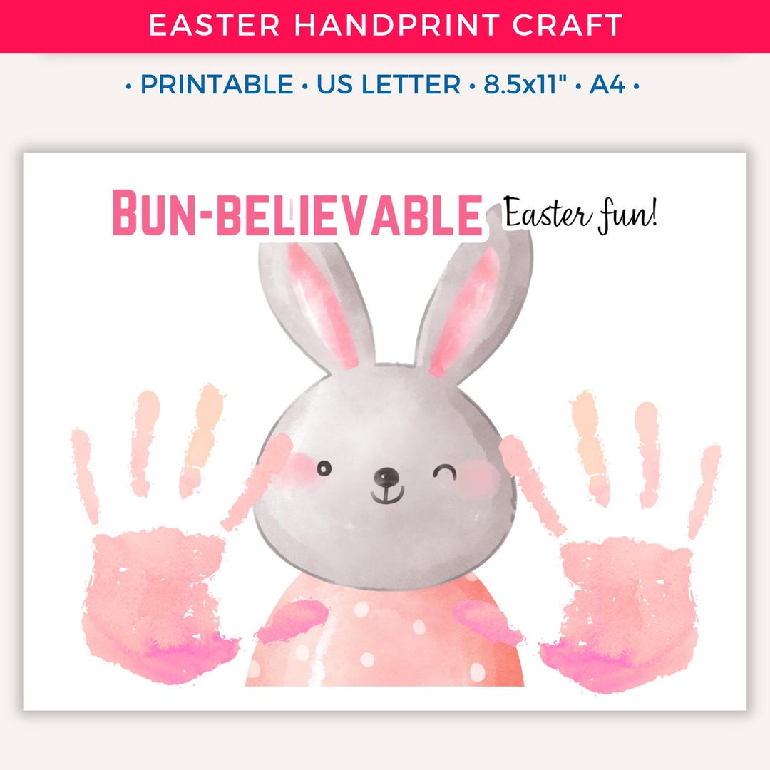 Easter Handprint Craft, Printable Easter Bunny Handprint Art for Kids ...