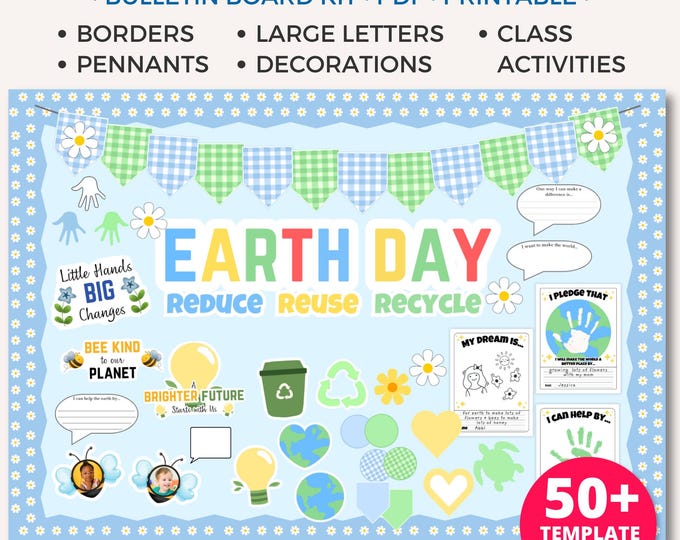 Earth Day Bulletin Board Kit | Printable Motivational Recycling ...