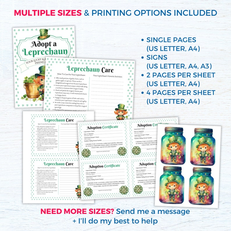 St Patricks Day Games Printable Adopt a Leprechaun Party Favors, Pet ...