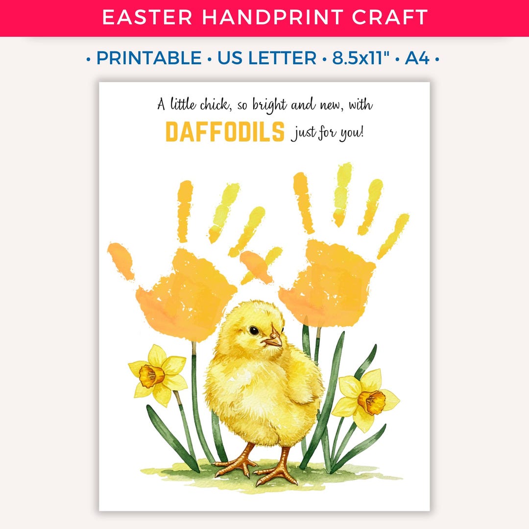 Easter Handprint Art, DIY Printable Craft for Kids, Toddler Keepsake ...