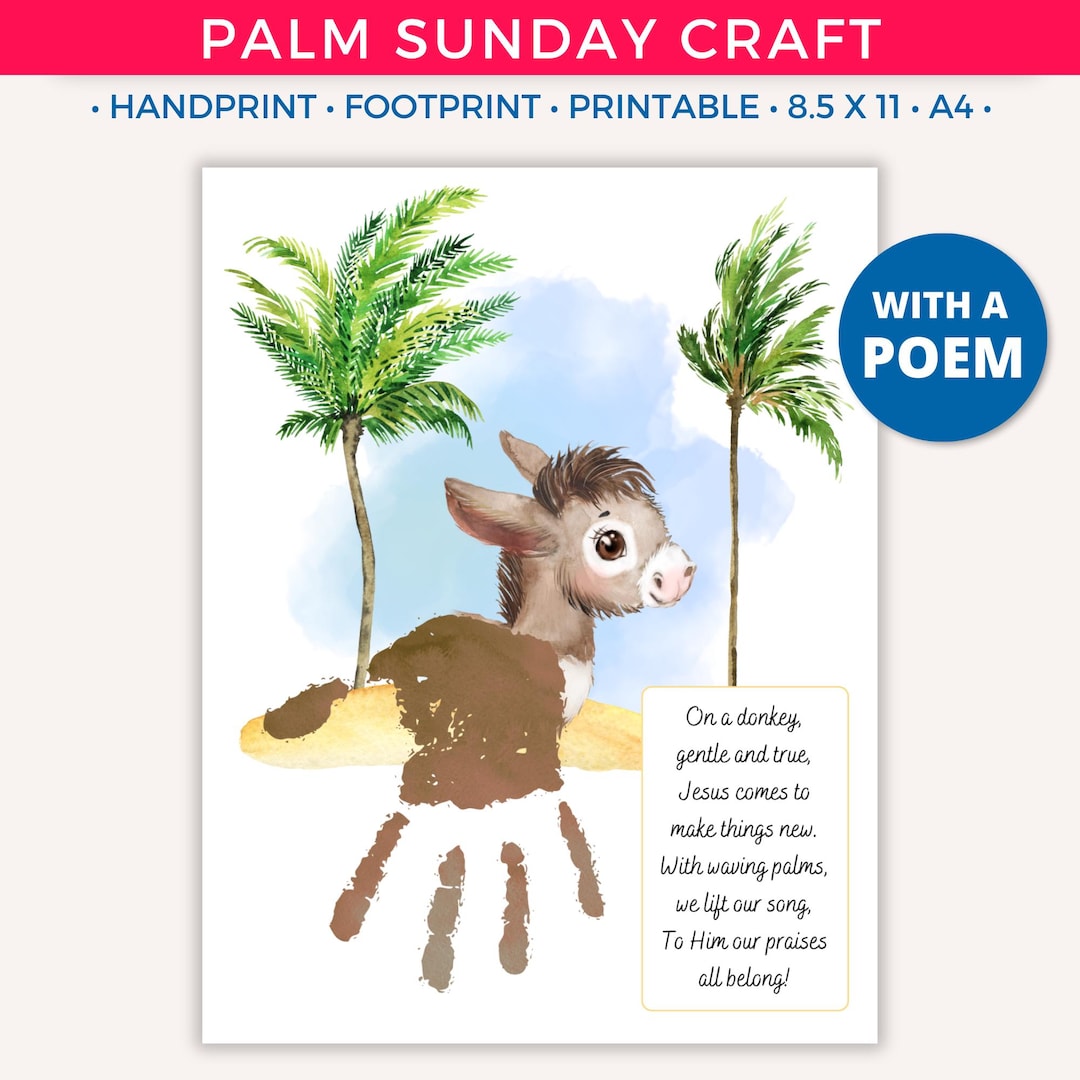 Palm Sunday Handprint Art Craft, Printable Palm Sunday Craft for Kids ...