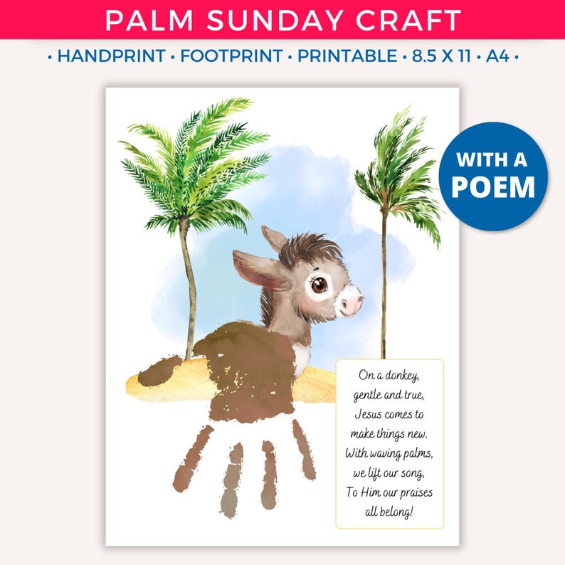 Palm Sunday Handprint Art Craft, Printable Palm Sunday Craft for Kids ...