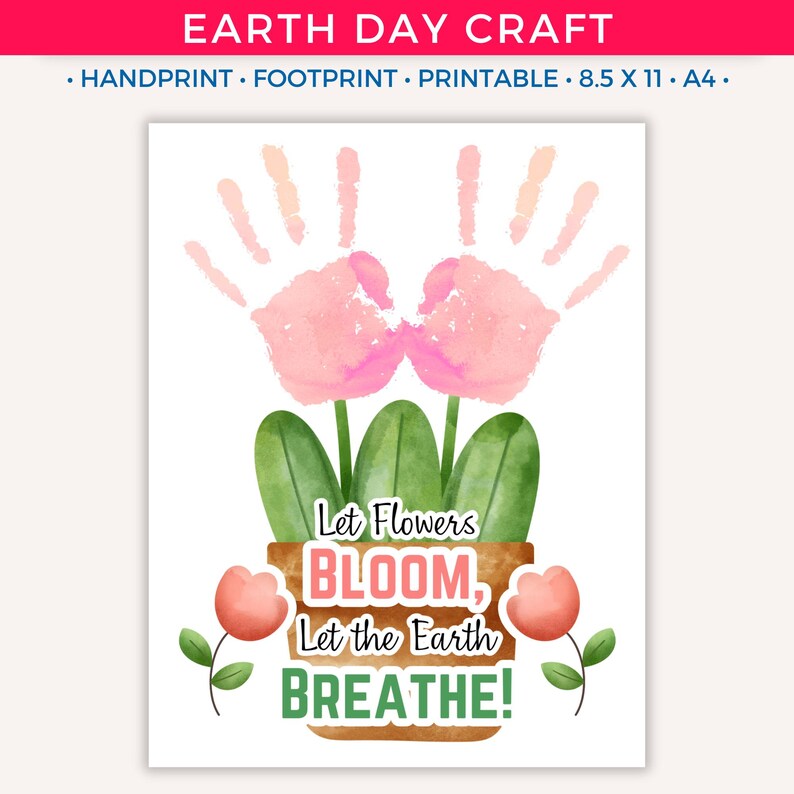 Earth Day Handprint Art Craft for Kids Toddlers, Printable Earth Day ...