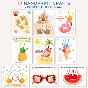 Summer Handprint Printable Craft Bundle, Summer Handprint Art ...
