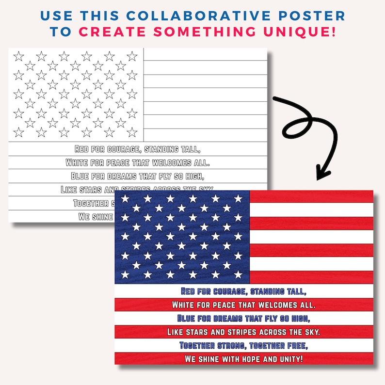 American Flag Giant Coloring Poster, Patriotic Collaborative Poster ...