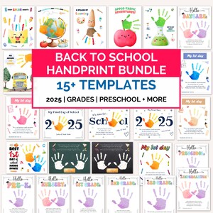 Back to School Handprint Printable Craft, First Day of School Handprint ...
