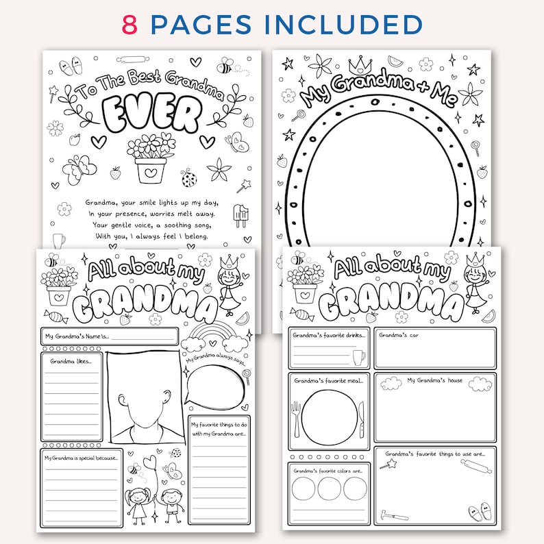All About My Grandma Coloring Page, Grandma Printable Grandparents Day ...