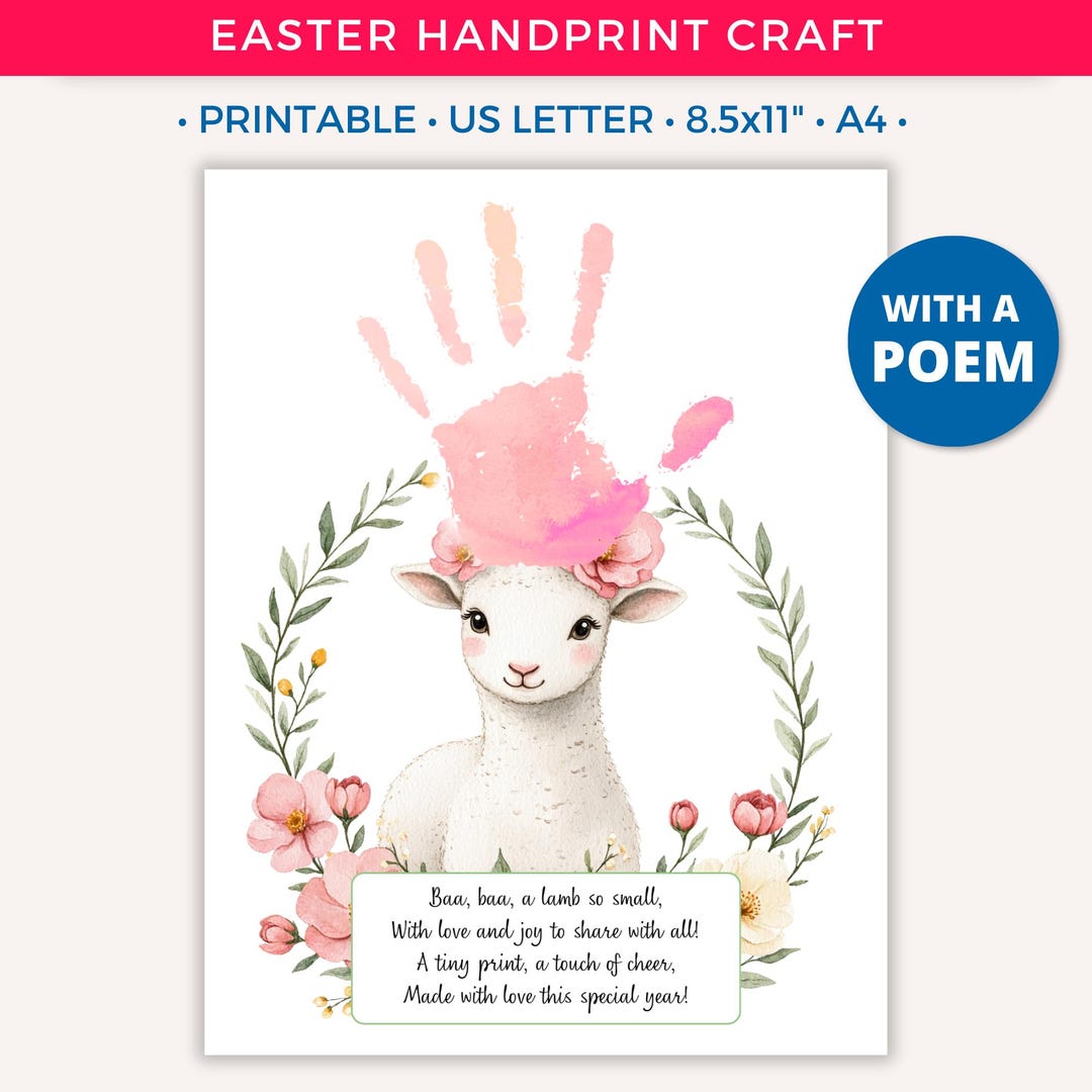 Easter Handprint Craft, Printable Easter Handprint Art for Kids Toddler ...