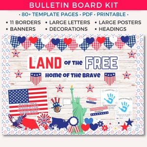 Patriotic Bulletin Board Kit, 4th of July, Memorial Day, Labor Day ...