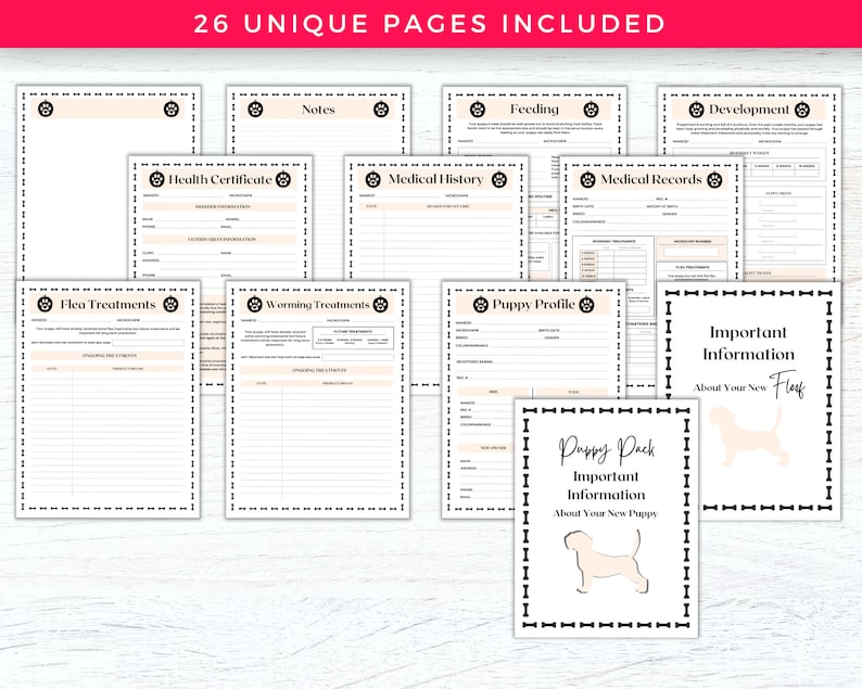 Breeder Puppy Pack Printable + Fillable PDF, Dog Breeder Records, Dog ...