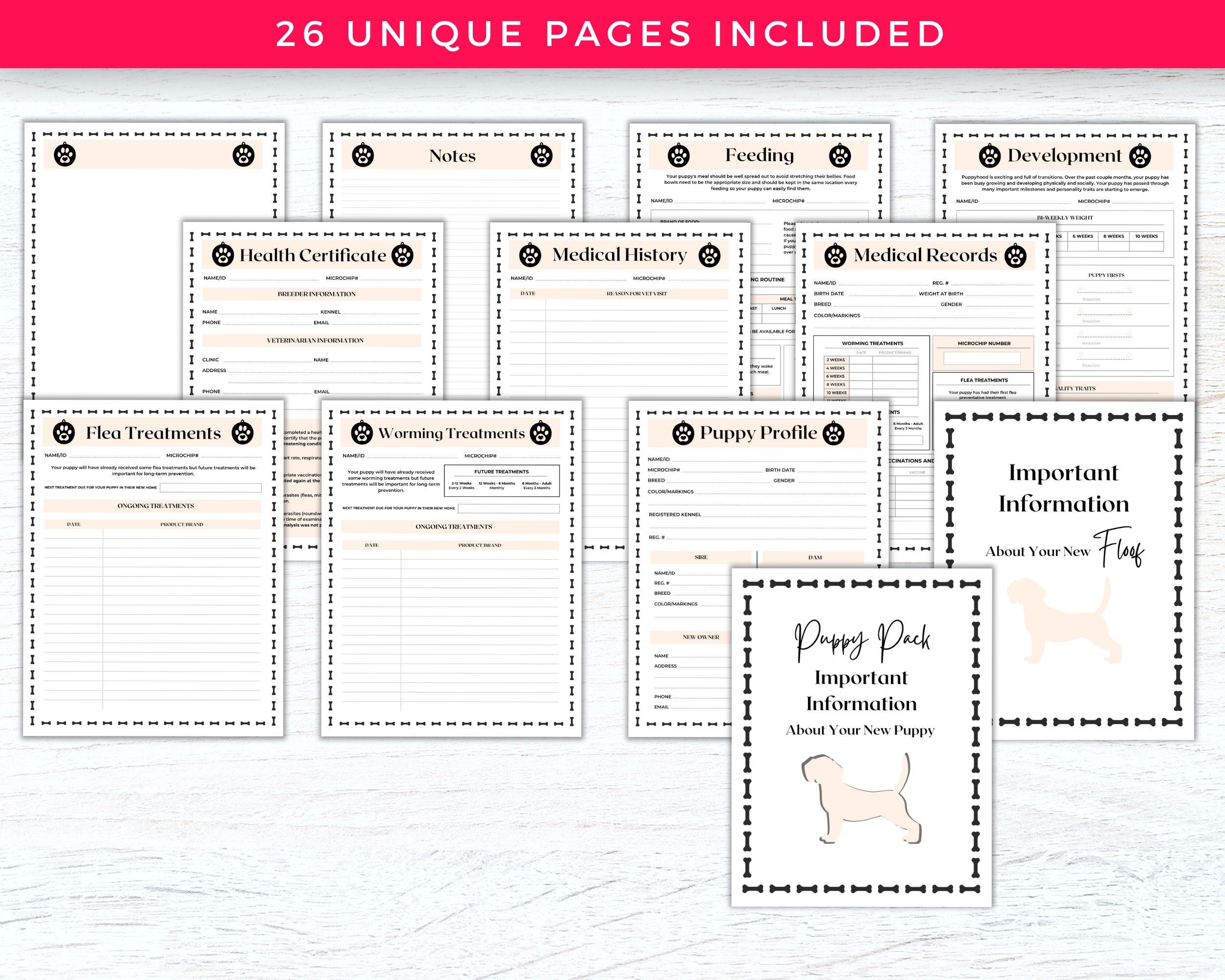 Breeder Puppy Pack Printable + Fillable PDF, Dog Breeder Records, Dog ...