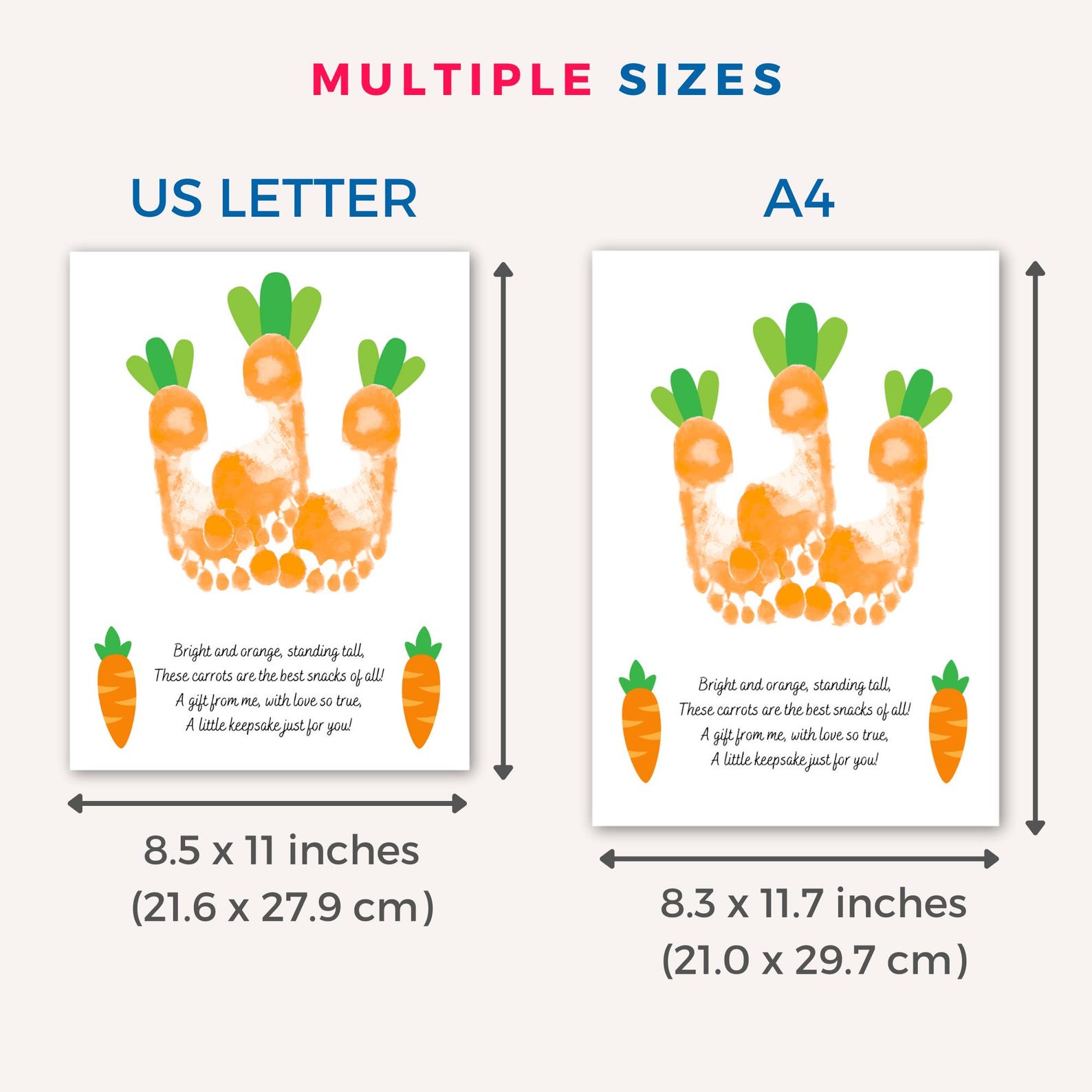 Easter Footprint Art Craft, Easter Bunny Carrots, Spring Handprint, DIY ...