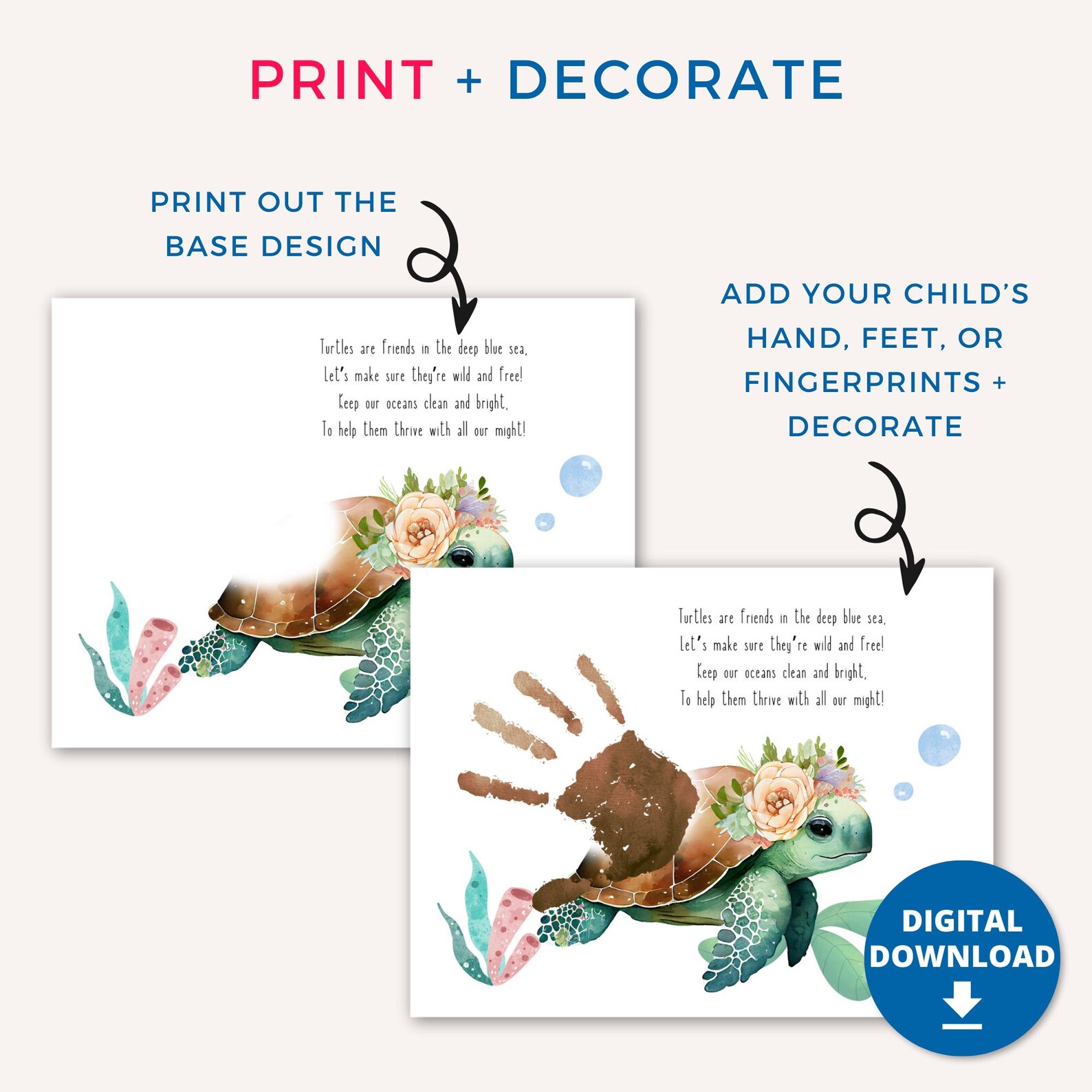 Earth Day Handprint Art Craft for Kids Toddlers, Printable Earth Day ...