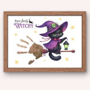 Halloween Witch Handprint Art, Halloween Handprint Craft Printable for ...