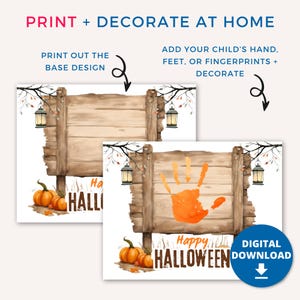 Halloween Handprint Art Sign, Halloween Handprint Craft Printable for ...