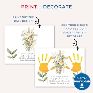 Easter Handprint Art Craft for Kids, Easter Printable He is Risen ...