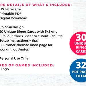 Summer Bingo Cards, Coloring Printable Summer Activities for Kids ...