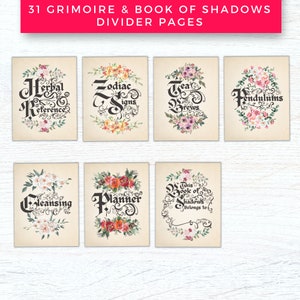 Witchy Planner Dividers, Book of Shadows Title Pages, Printable Digital ...