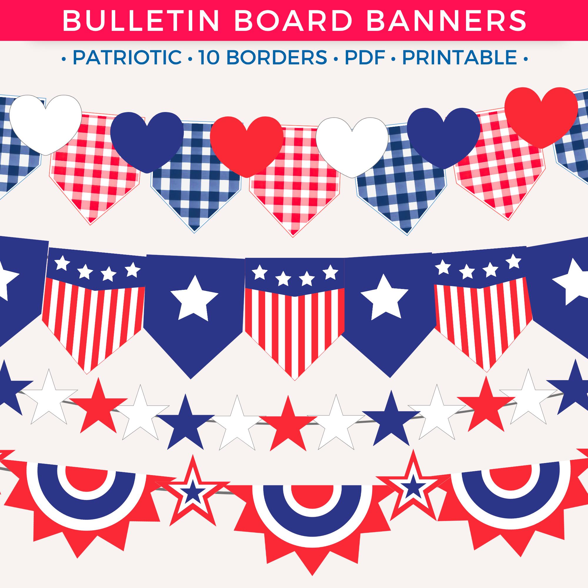 Classroom Bulletin Board Banners, Patriotic Classroom Decor, Printable ...