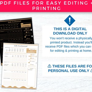 Food Tracker Fillable PDF, Daily Food Log, Calorie Tracker, Macro ...