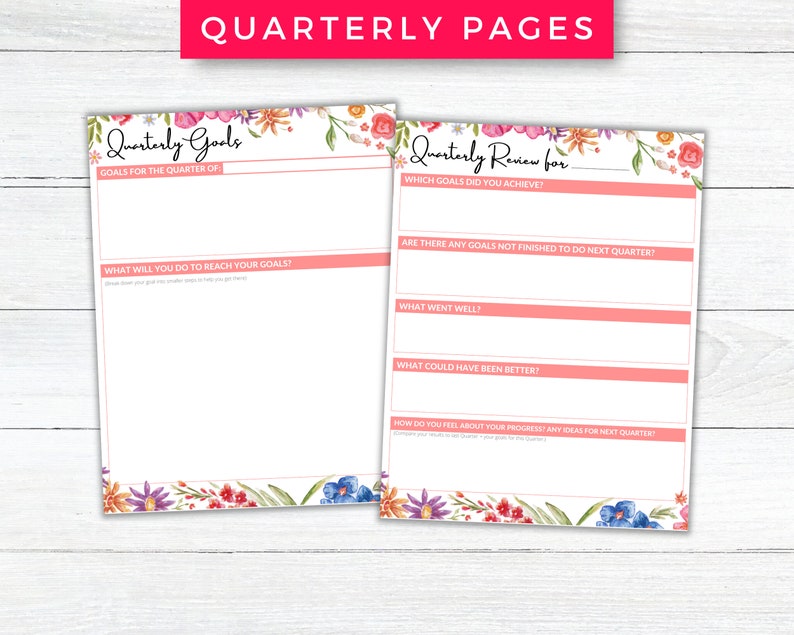Goal Setting + Goal Review Planner + Worksheet Printable Pages ...