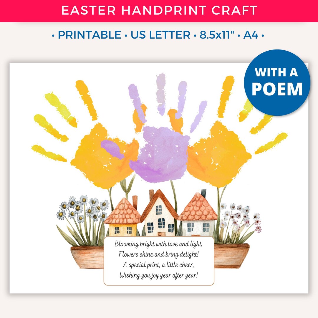 Easter Handprint Art Craft, Easter Spring Flowers Handprint, DIY ...