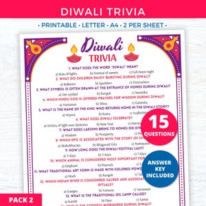 Diwali Trivia Game Printable, Diwali Party Quiz Games for Kids Adults ...