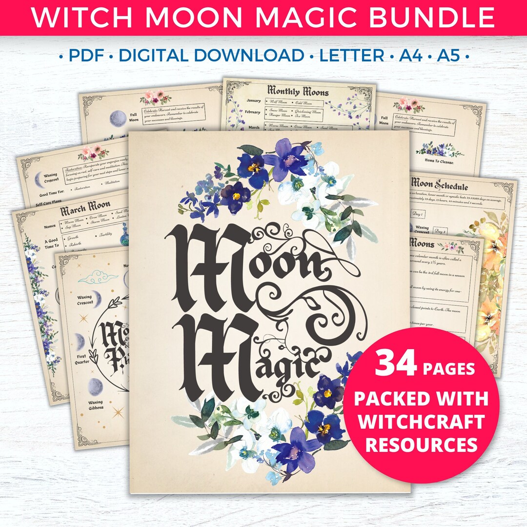 Moon Magick & Witch Moon Phases Calendar | Witchcraft Printable ...