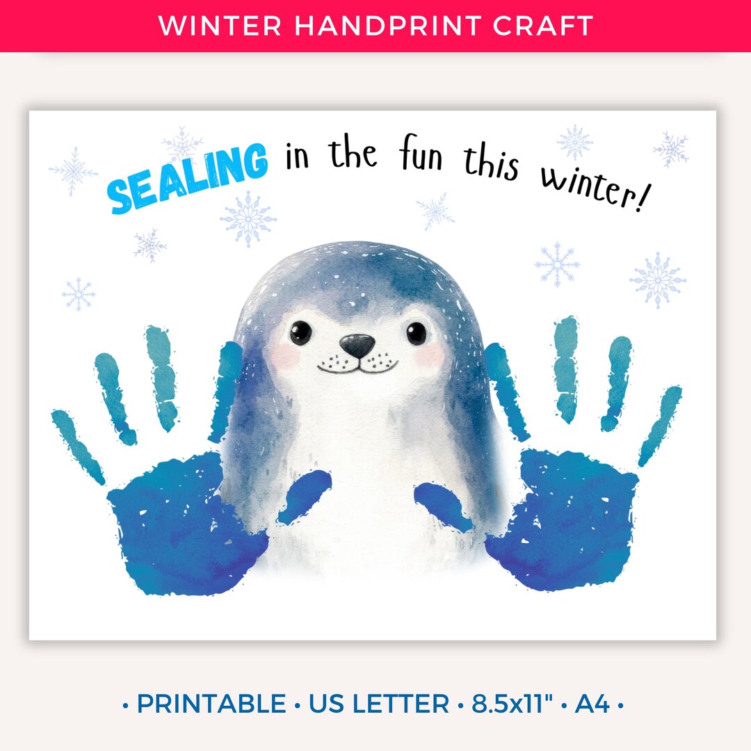 Seal Winter Handprint Craft, Christmas Handprint Art Printable for ...