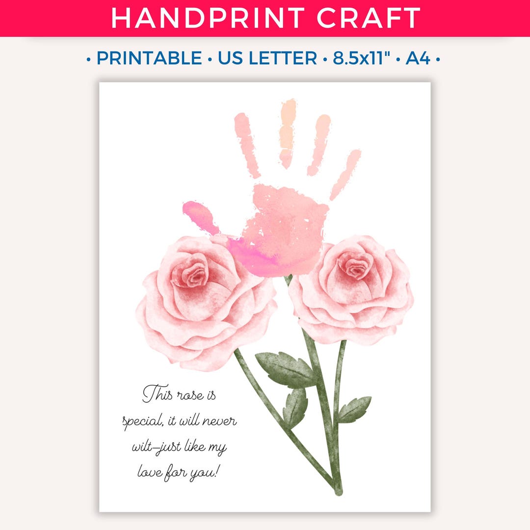 Flower Handprint Bouquet Printable Craft, Mothers Day Handprint Art ...