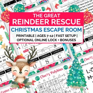 Christmas Reindeer Escape Room for Kids, Printable Escape Room Kit ...
