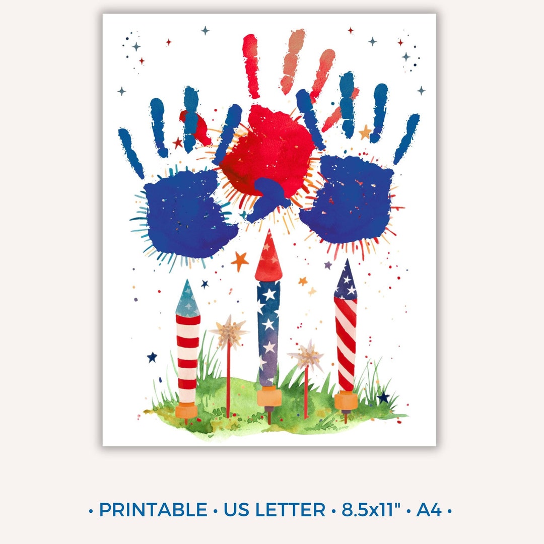 Labor Day Handprint Printable Craft, Labor Day Handprint Art, Patriotic ...