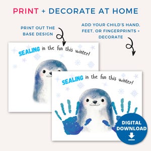 Seal Winter Handprint Craft, Christmas Handprint Art Printable for ...