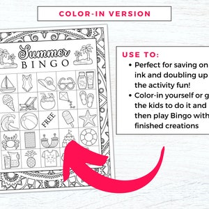 Summer Bingo Cards, Coloring Printable Summer Activities for Kids ...