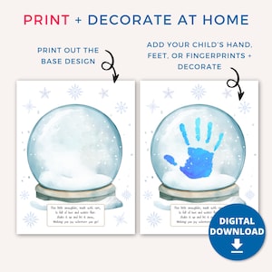Snowglobe Winter Handprint Art, Winter Handprint Craft Printable for ...