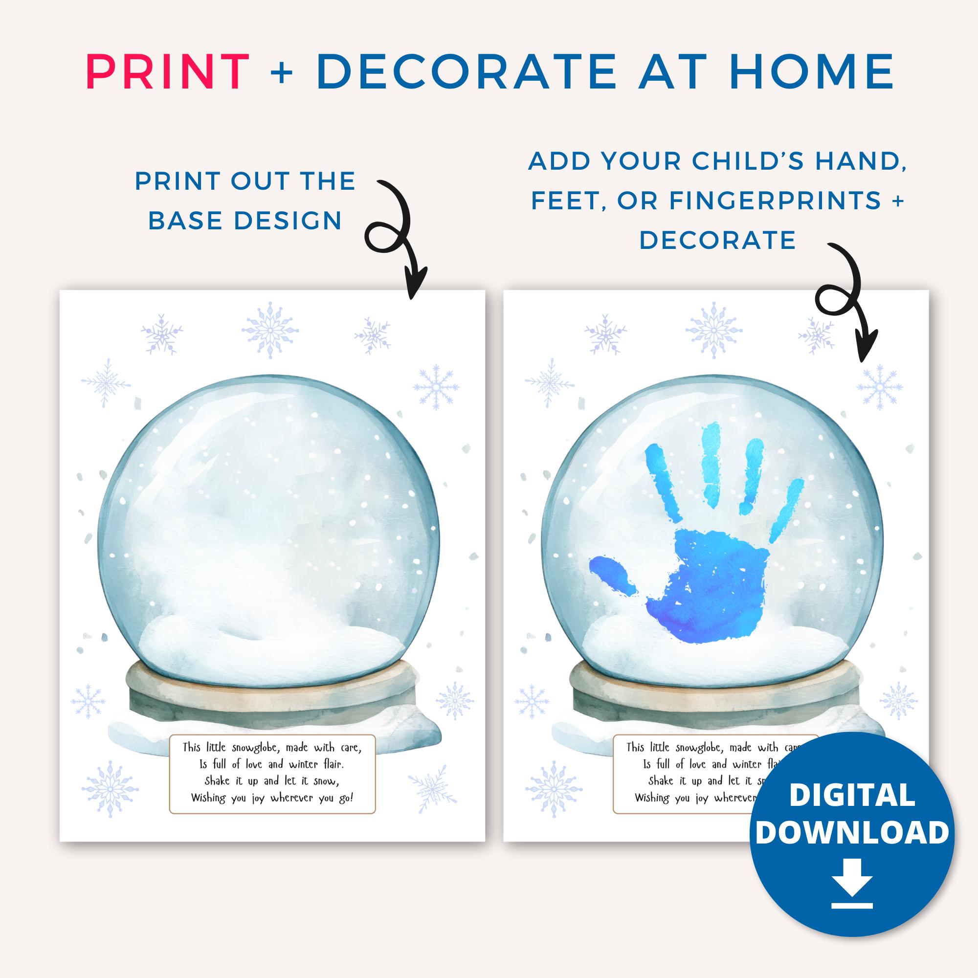 Snowglobe Winter Handprint Art, Winter Handprint Craft Printable for ...