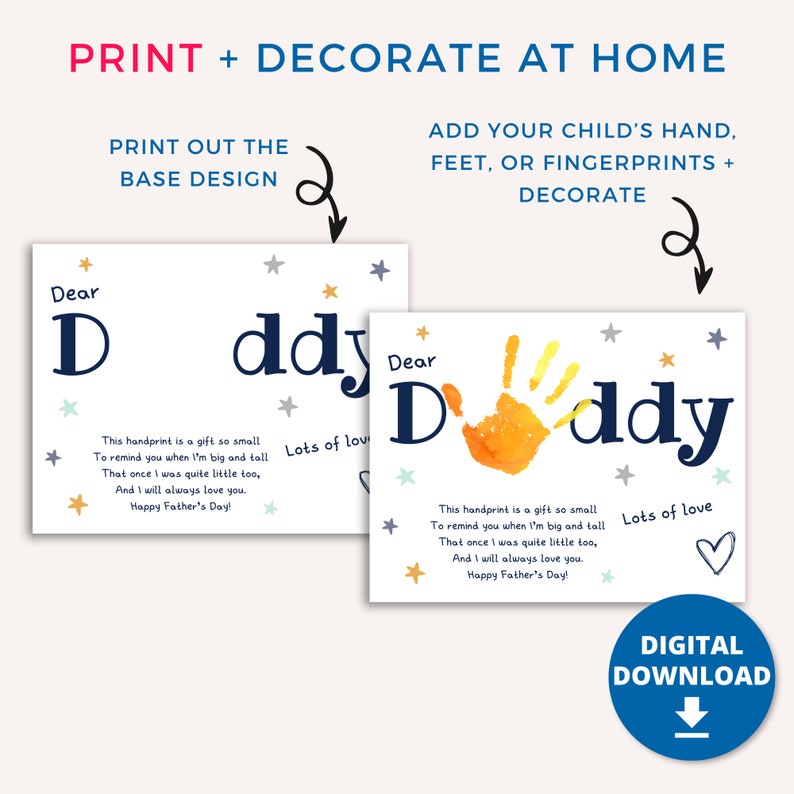 Fathers Day Handprint Printable Craft, Fathers Day Handprint Art, My ...