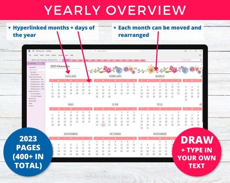 Editable Onenote Digital Planner 2023 Dated Hyperlinked - Etsy Editable Onenote Digital Planner 2023 Dated Hyperlinked - Etsy