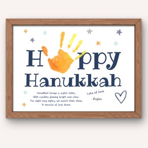 Happy Hanukkah Handprint Printable Craft, Jewish Handprint Art, Jewish ...