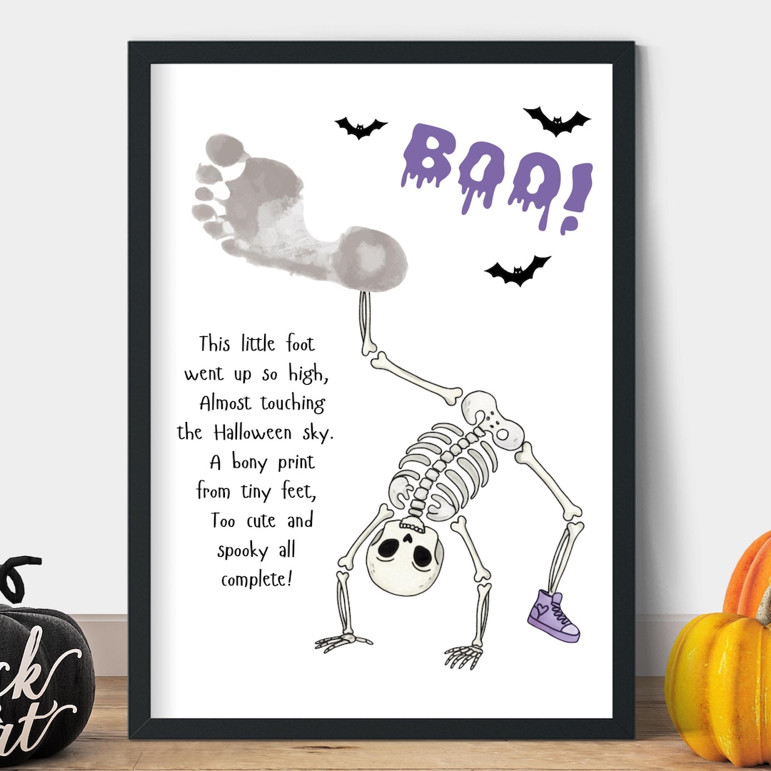 Halloween Handprint Art, Halloween Footprint Craft, Skeleton Handprint ...