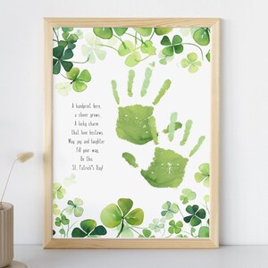 St Patricks Day Handprint Craft, DIY Printable Art for Kids, Toddler ...