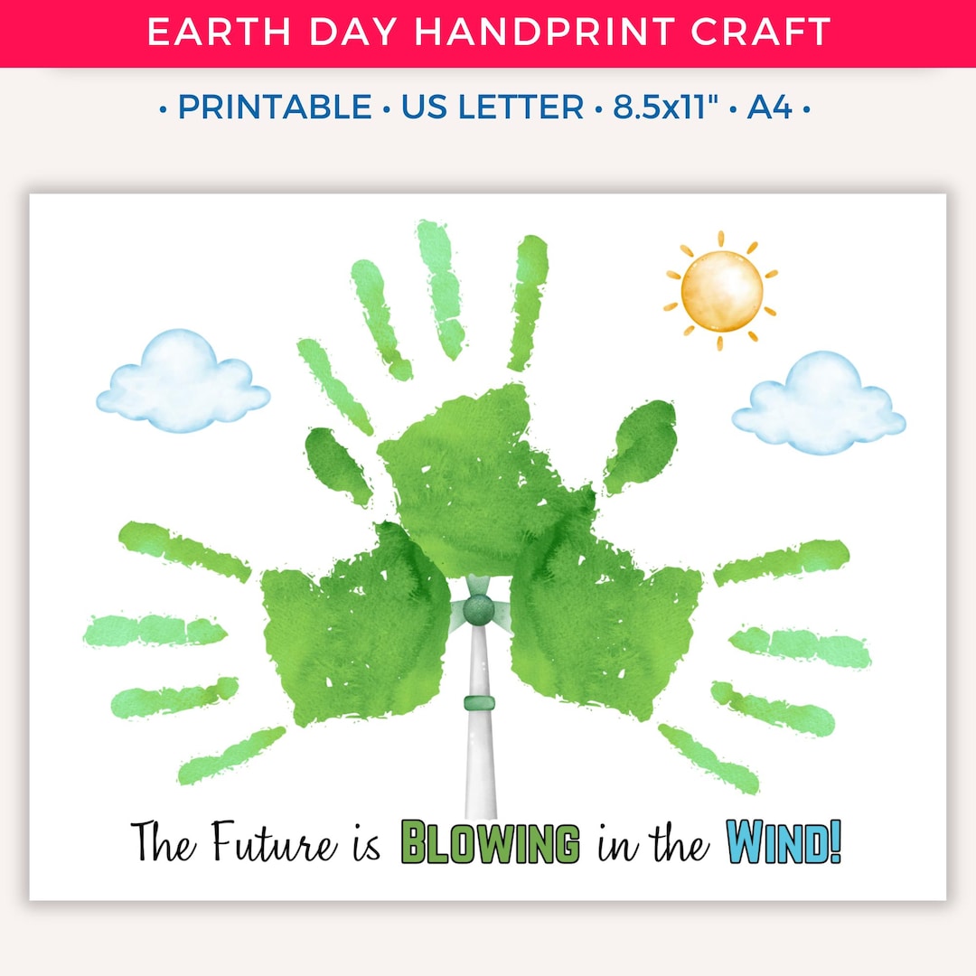 Earth Day Handprint Art Craft, Printable Earth Day Craft Activity for ...