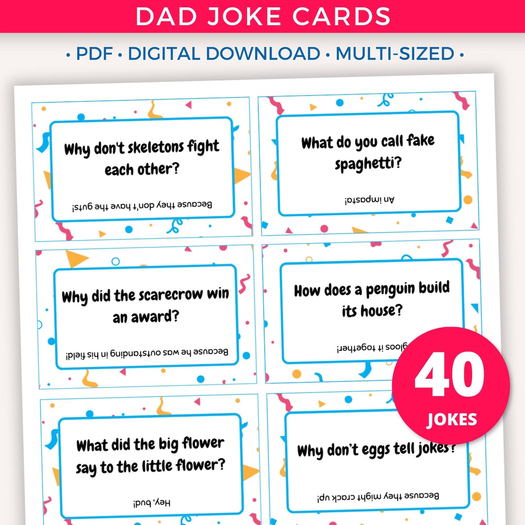 Printable Dad Joke Cards, Emergency Dad Birthday Gift Ideas, Fathers ...