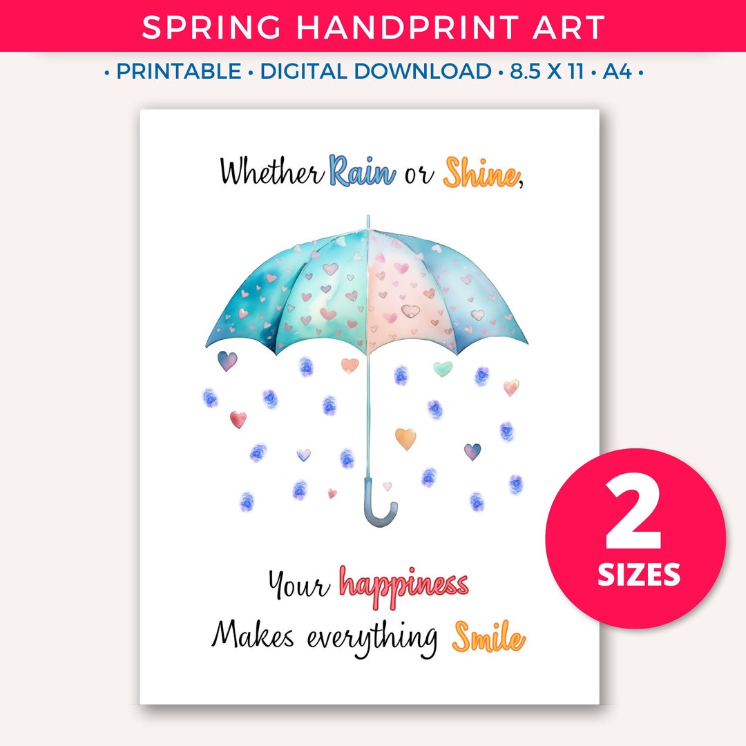 Printable Spring Fingerprint Art, Handprint Craft Gift for Mom Grandma ...