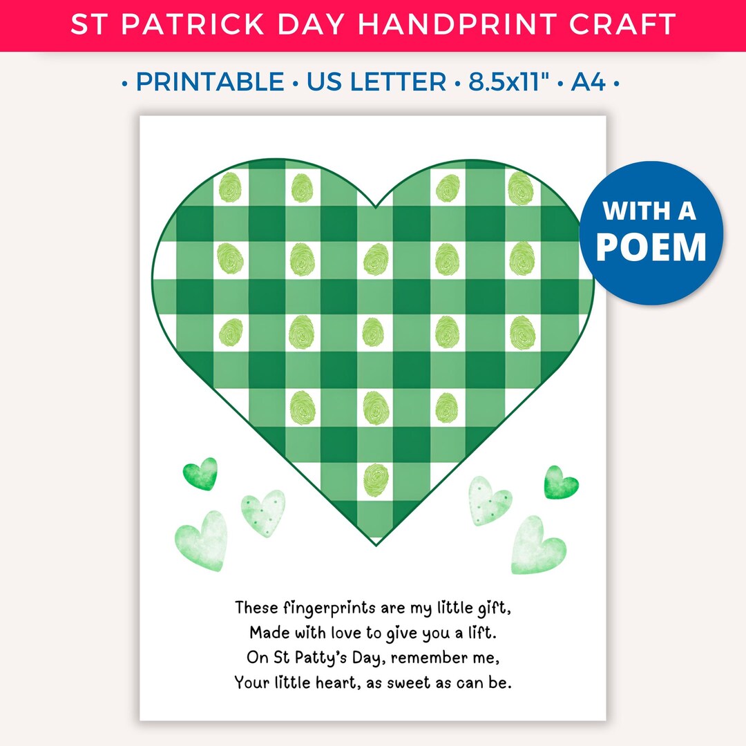 St Patricks Day Handprint Craft, Printable Handprint Art for Kids ...