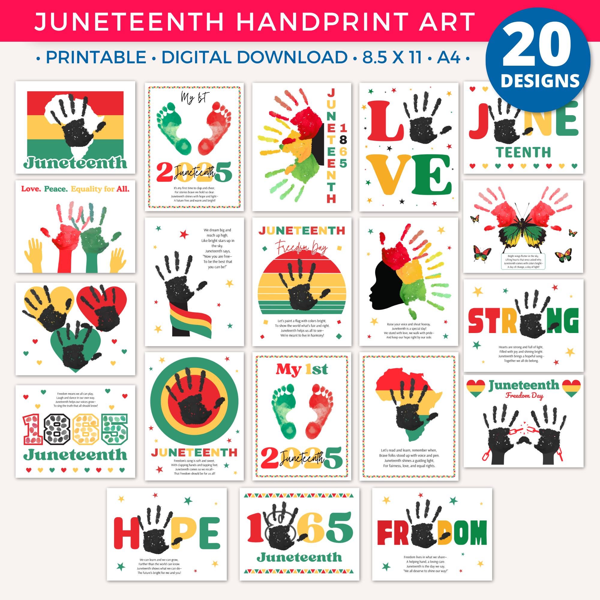 Juneteenth Handprint Printable Craft, Juneteenth Handprint Art, June ...