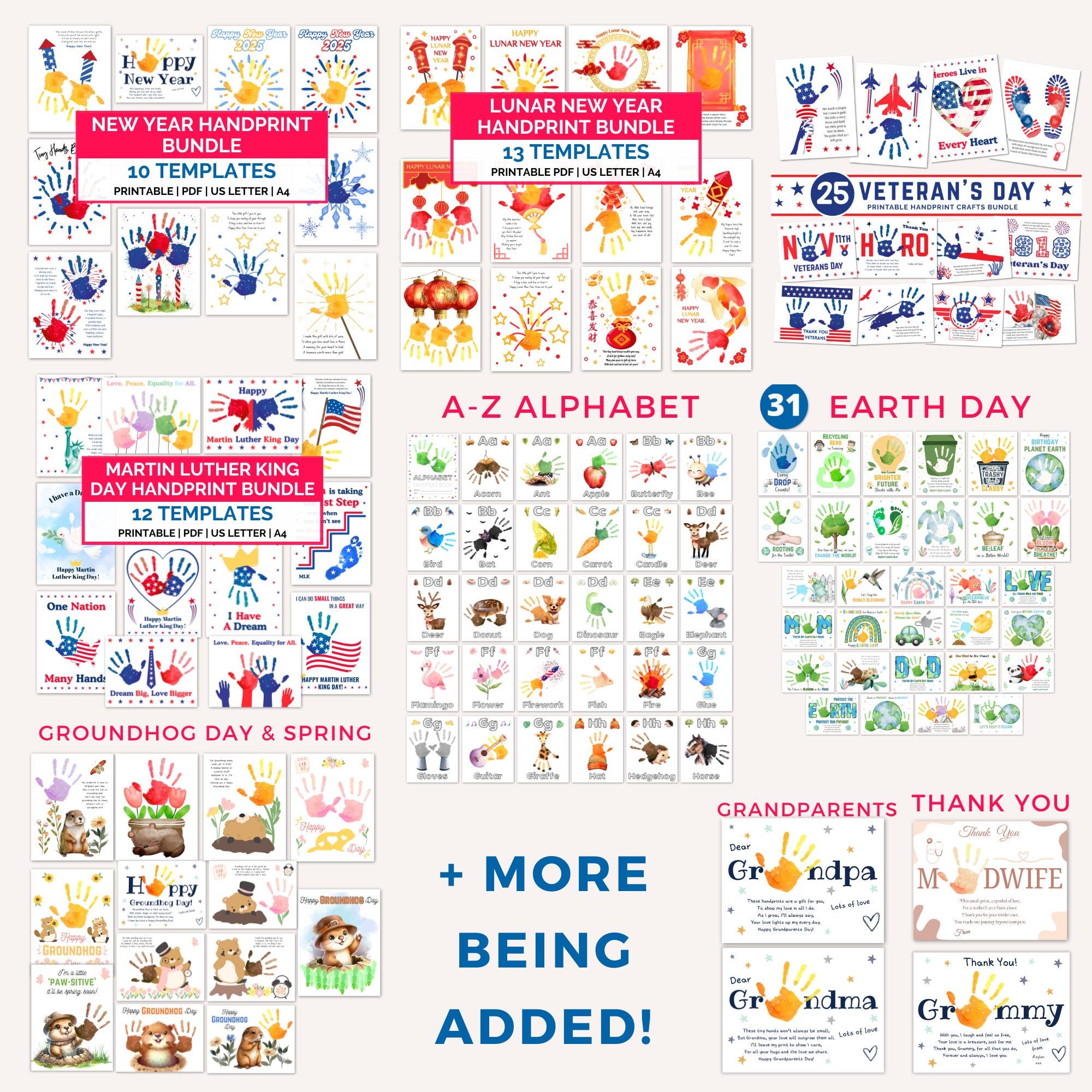 Mega Handprint Craft Bundle, Handprint Craft for Kids Toddler ...