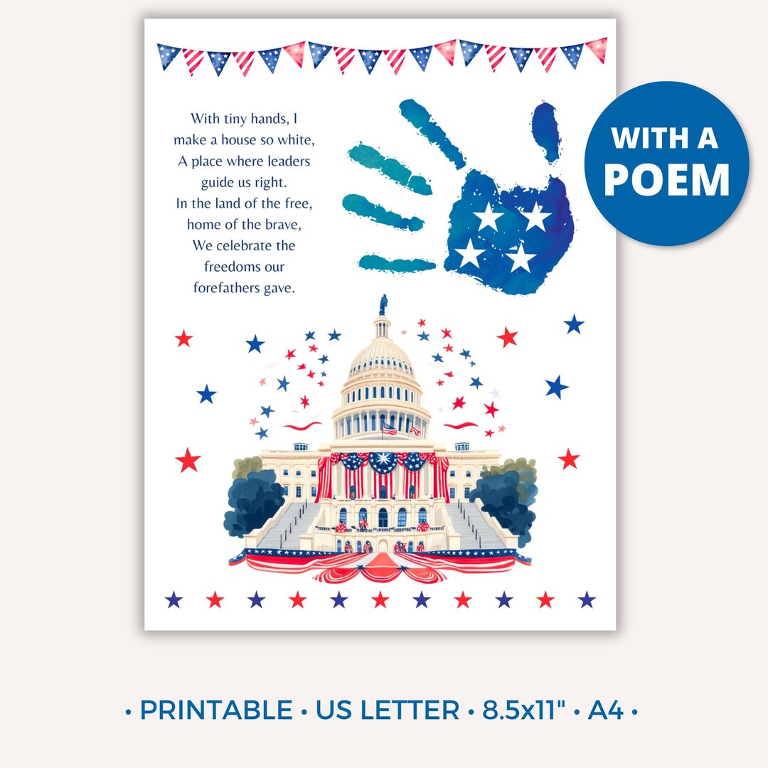 Labor Day Handprint Printable Craft, Patriotic Handprint Art, Workers ...